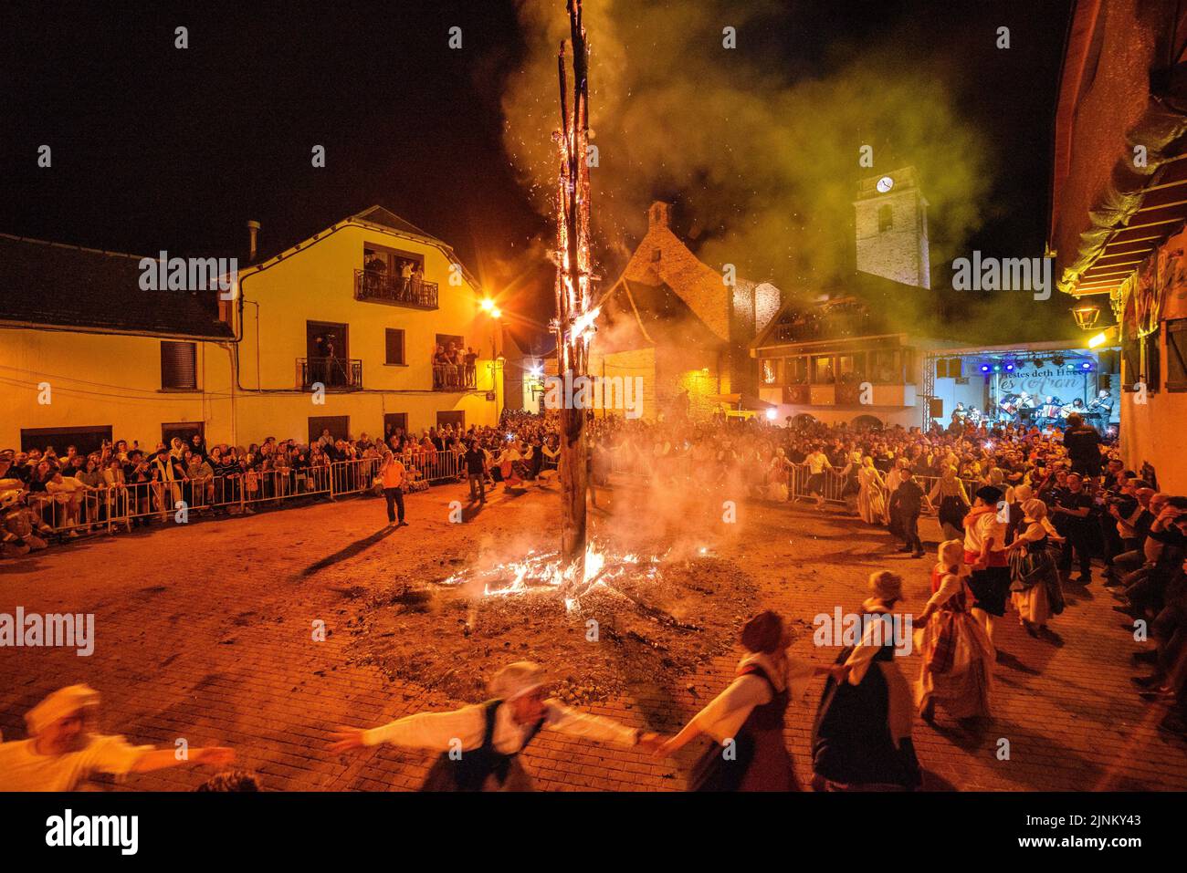 Burning of the Haro in Les during the Sant Joan night festival, an ...