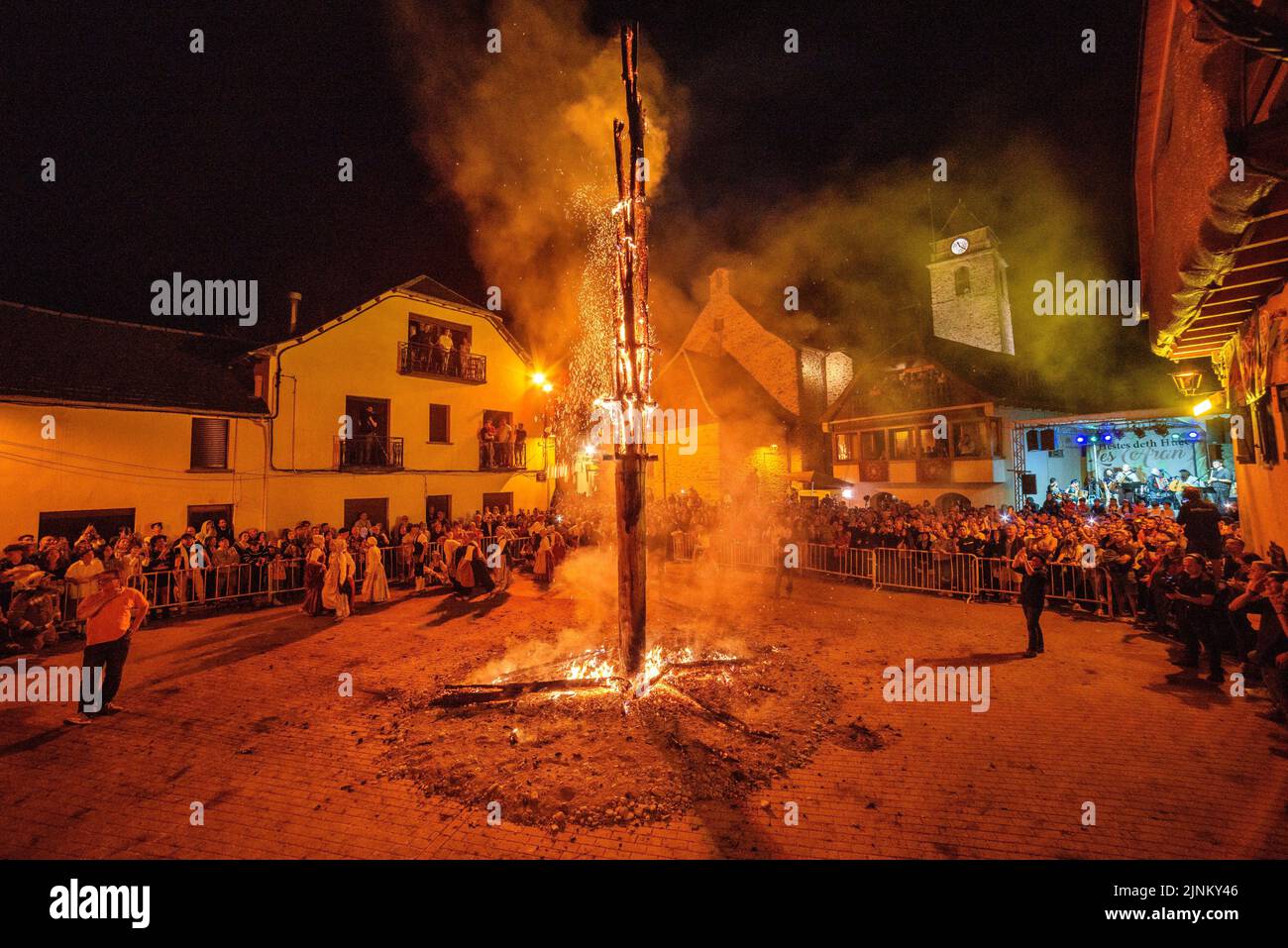 Burning of the Haro in Les during the Sant Joan night festival, an ...