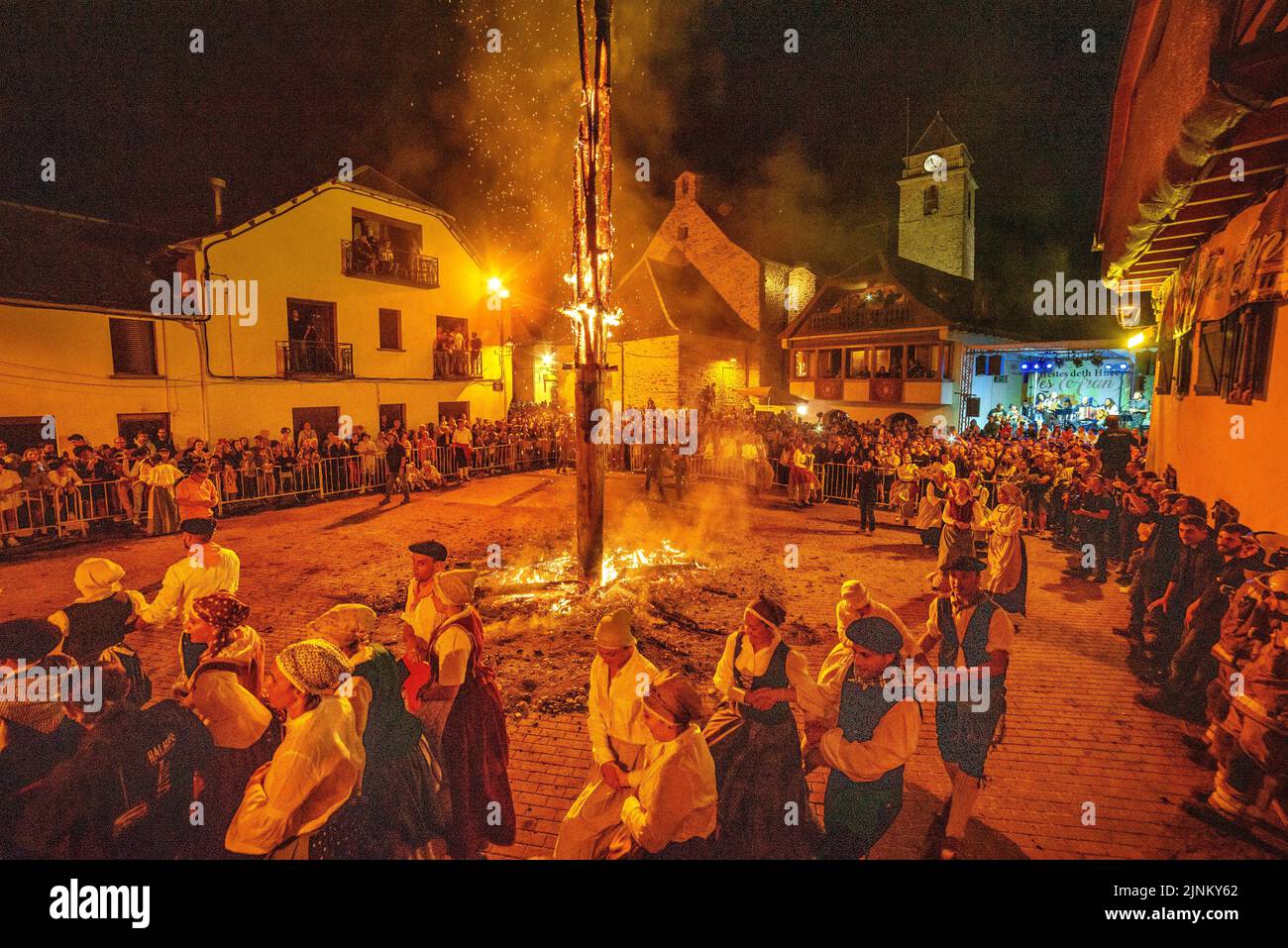 Burning of the Haro in Les during the Sant Joan night festival, an ...