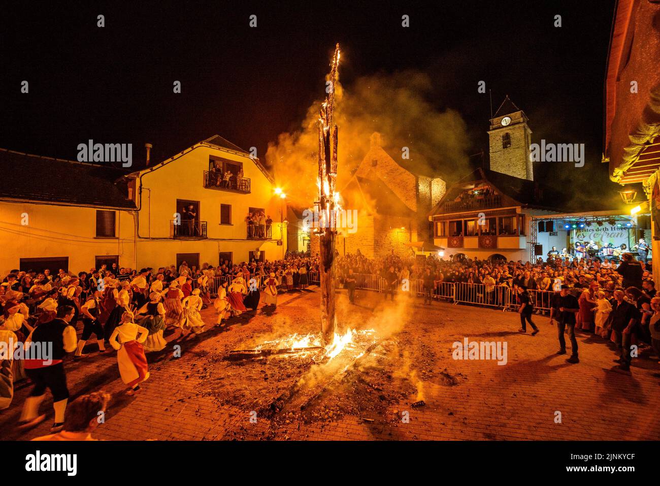 Burning of the Haro in Les during the Sant Joan night festival, an ...