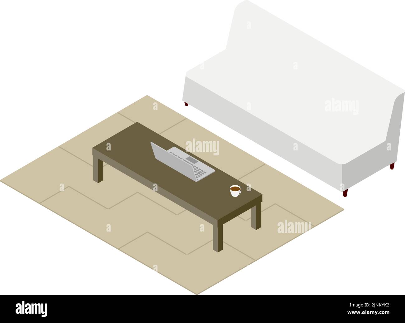 Isometric, low table laptop and coffee Stock Vector Image & Art - Alamy
