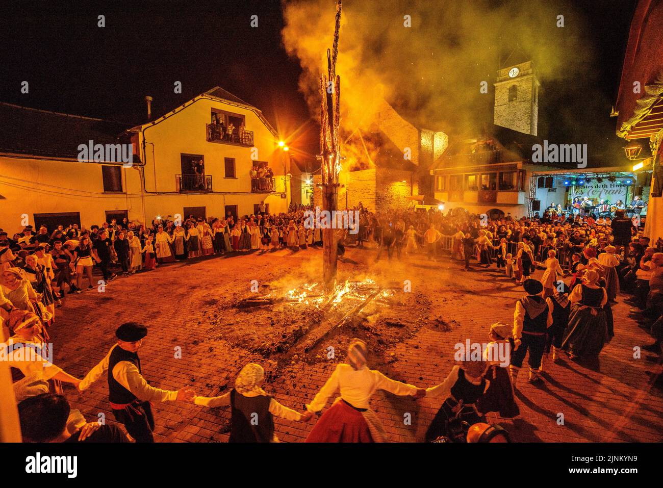 Burning of the Haro in Les during the Sant Joan night festival, an ...