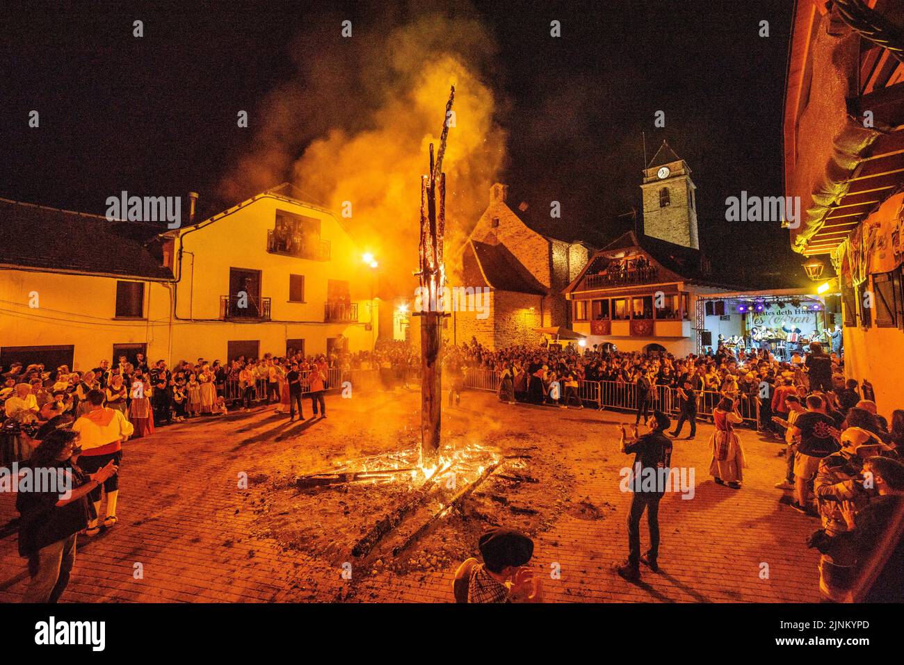 Burning of the Haro in Les during the Sant Joan night festival, an ...