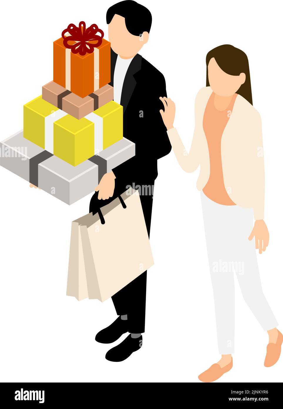 Isometric, men and women walking with gifts Stock Vector Image & Art ...