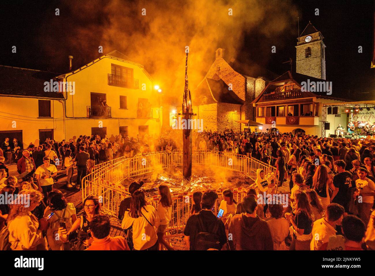 Burning of the Haro in Les during the Sant Joan night festival, an ...