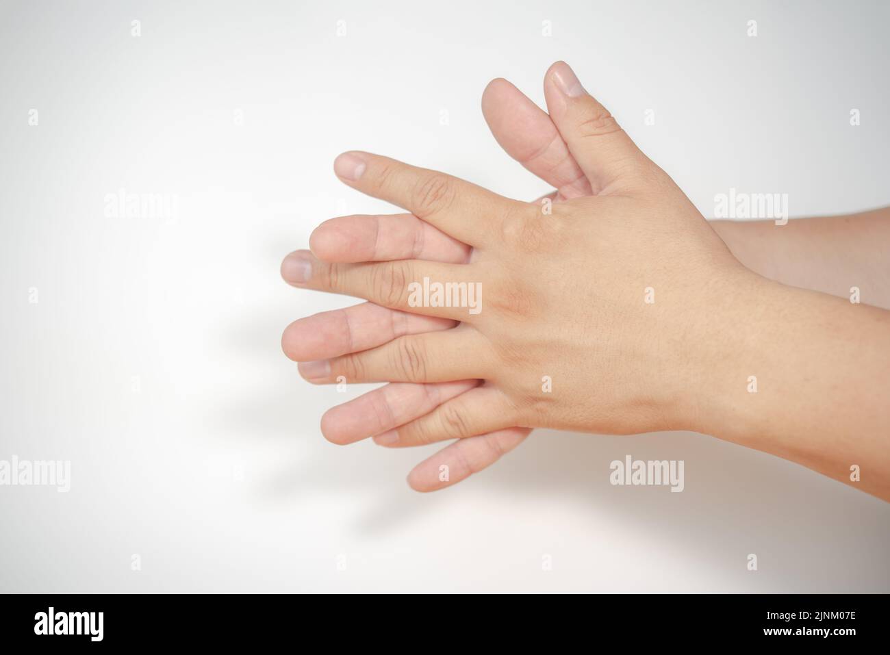 Demonstration of proper hand washing method Stock Photo - Alamy