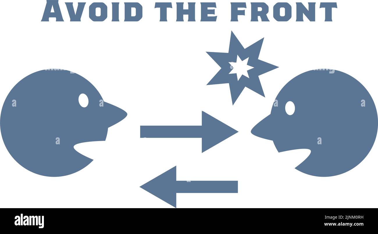 Icon illustration showing that head-on conversation is dangerous Stock ...