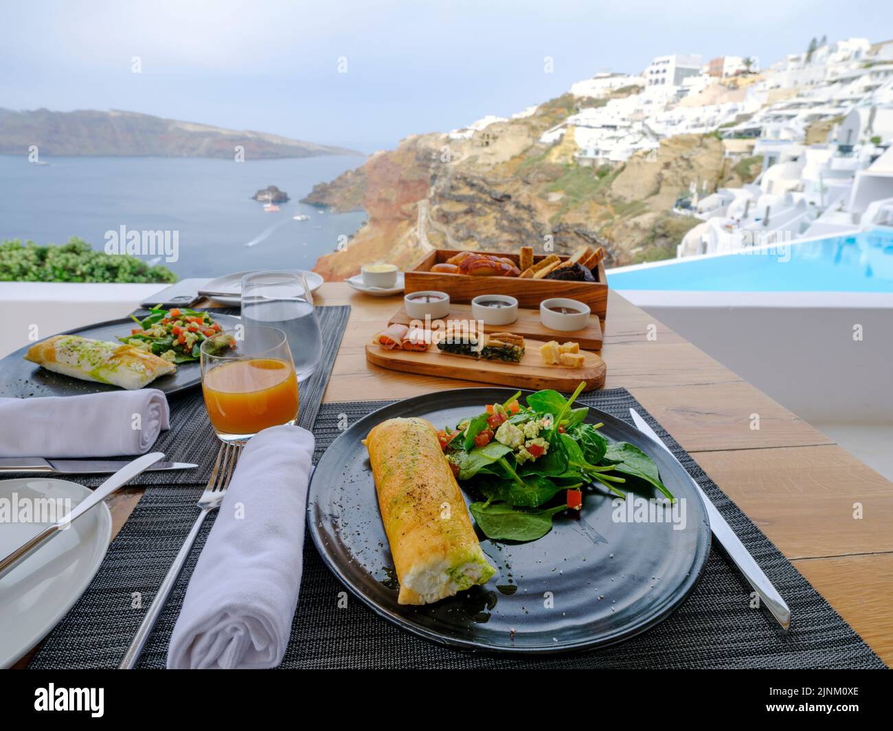 Breakfast, Egg White Omelette with Feta Cheese, View from Katikies ...