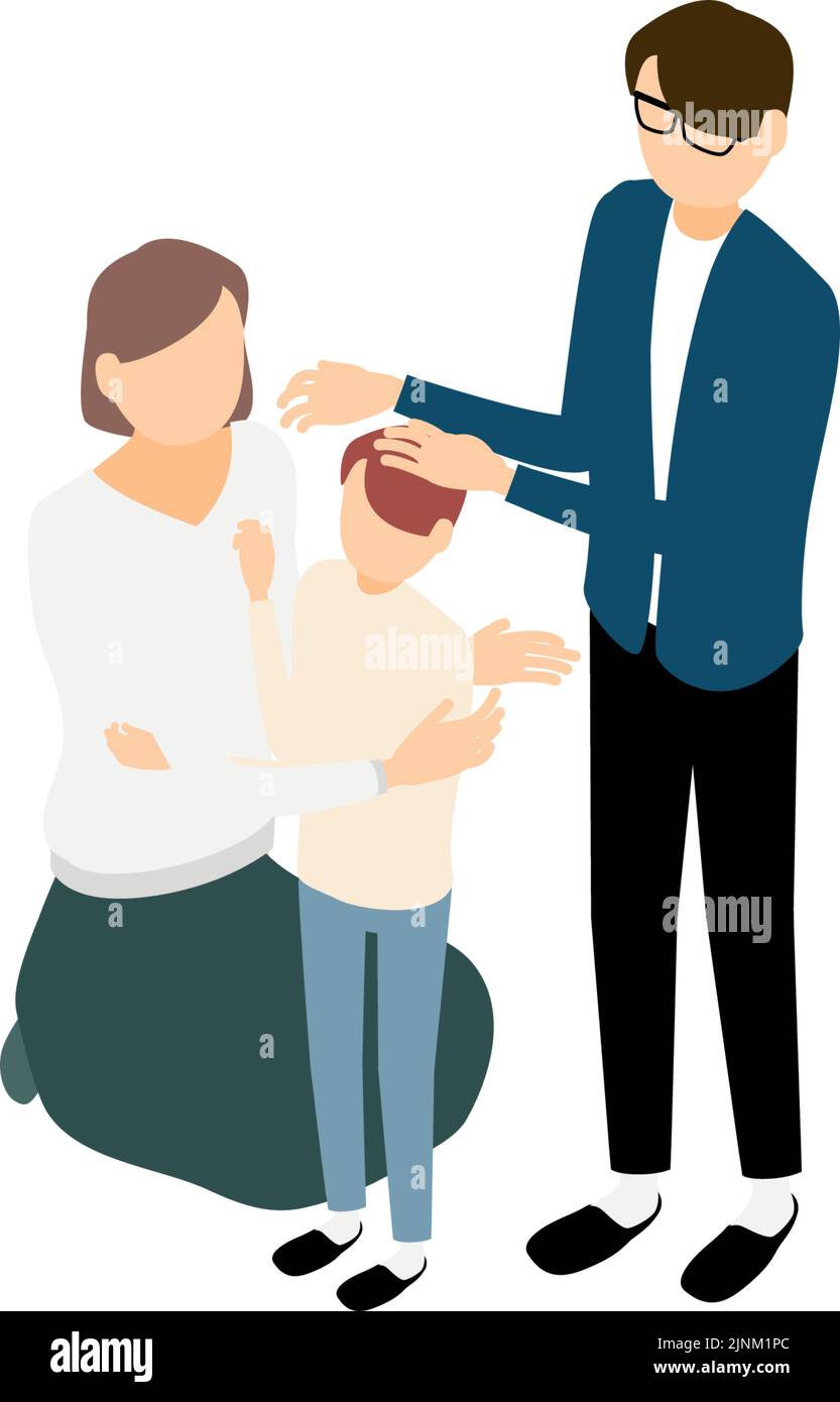 Isometric, family ties, father and mother giving children Stock Vector ...