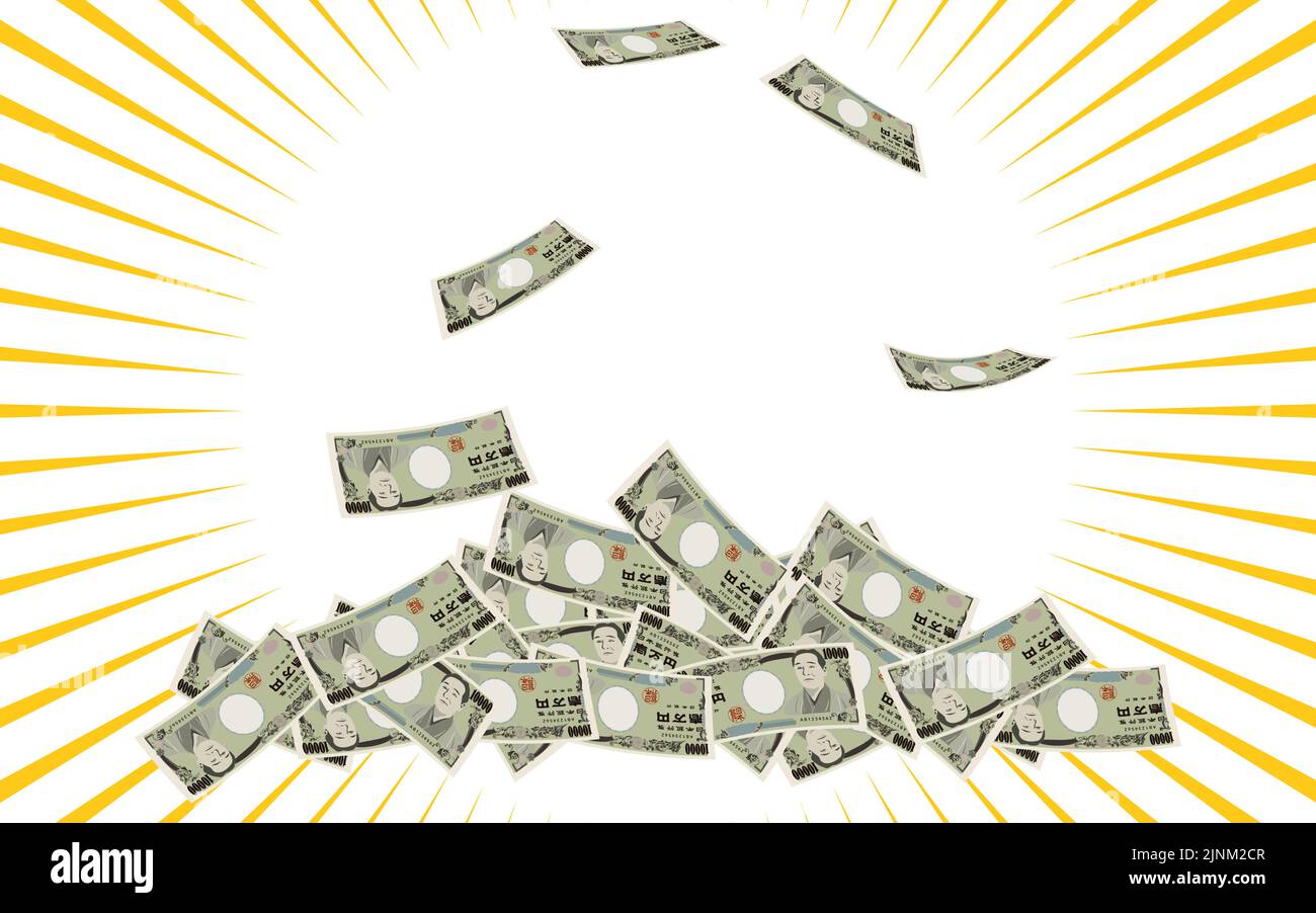 Illustration that highlights Ichiman Yen bills that accumulate Stock ...