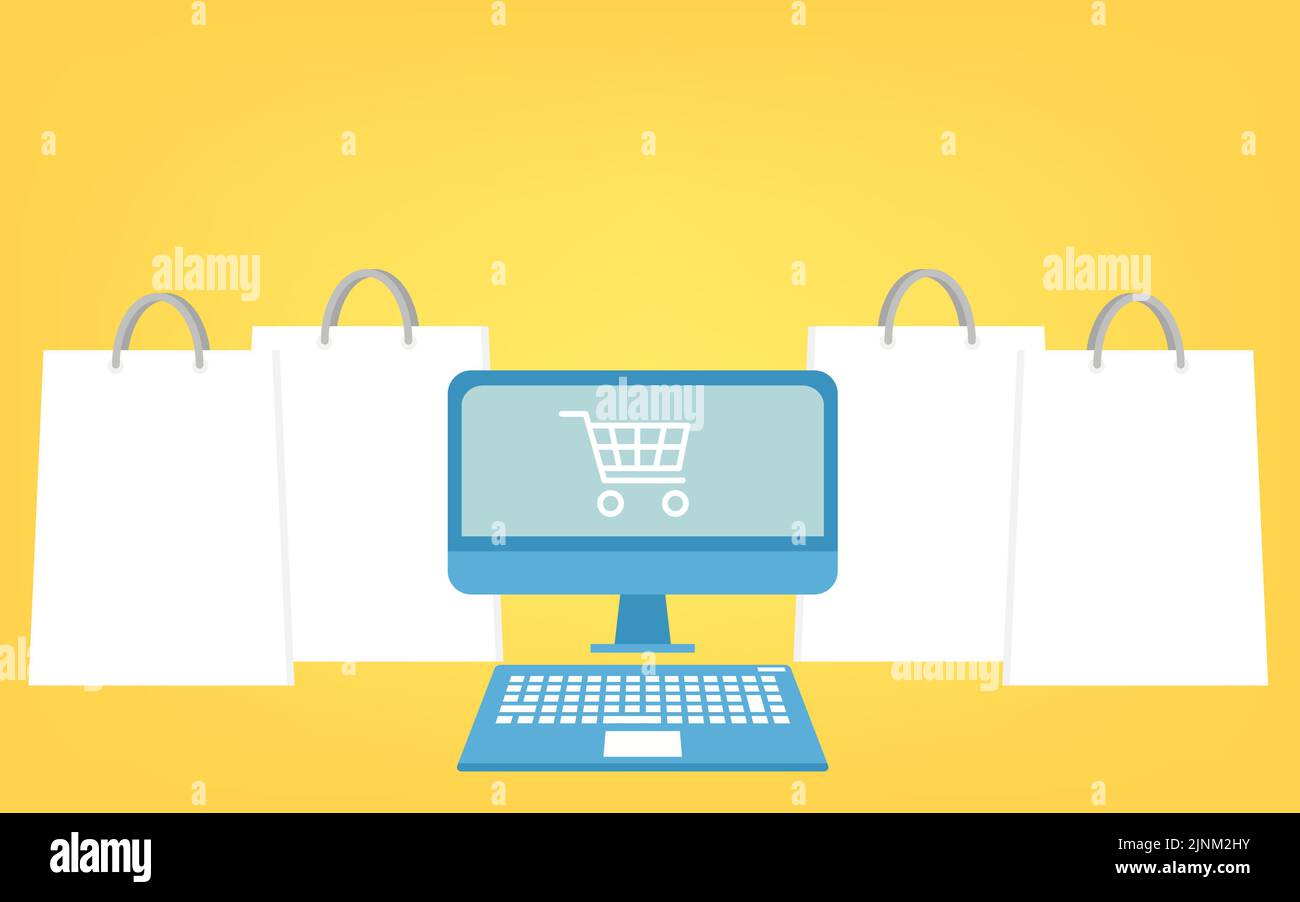 Paper shopping bags cart Stock Vector Images - Alamy