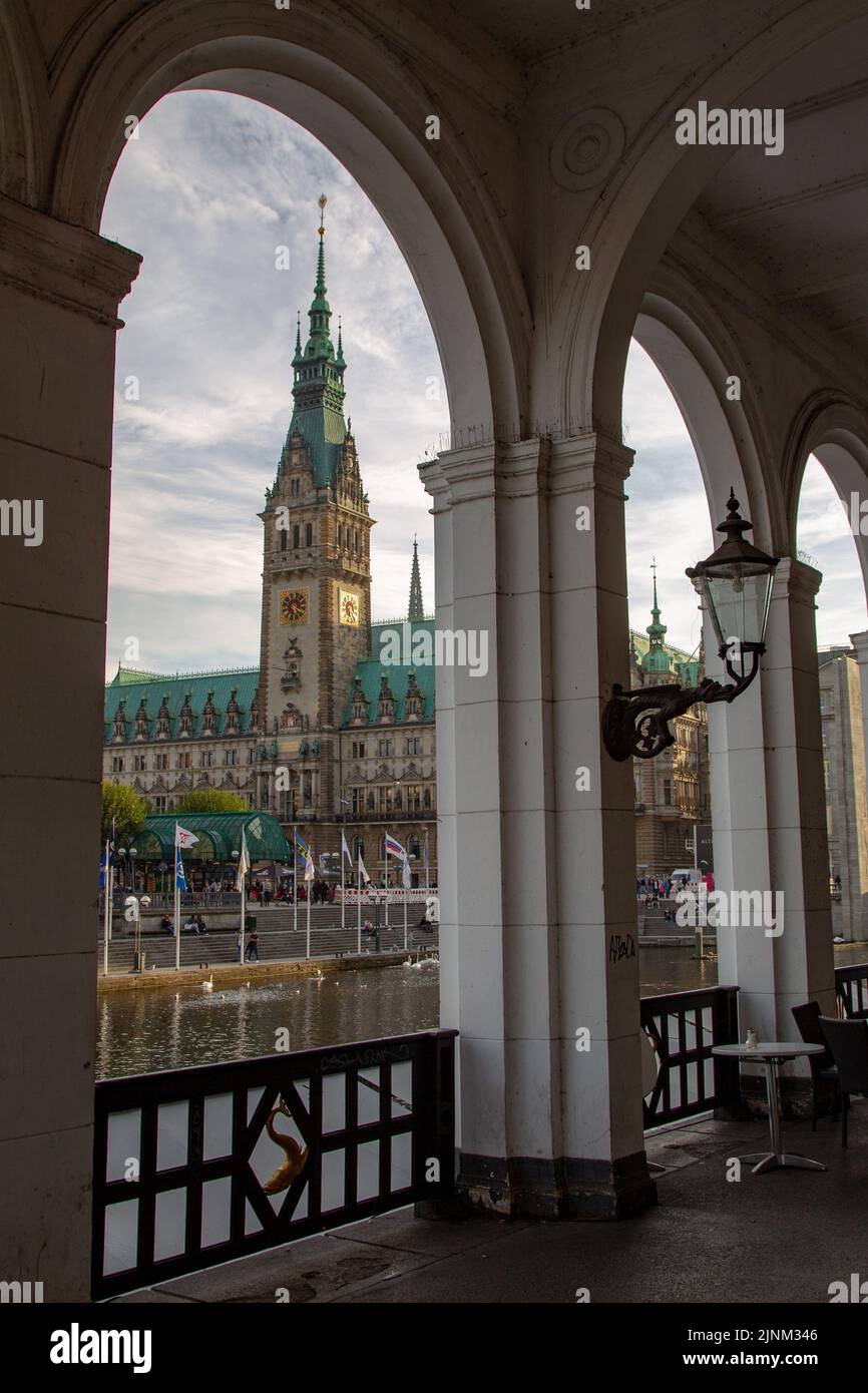 arcade, hamburger rathaus, hansestadt hamburg, arcades, hamburg town ...