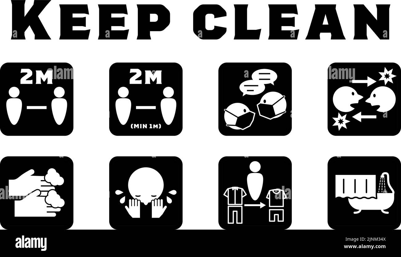 Icon illustration set of precautions for infection prevention Stock ...