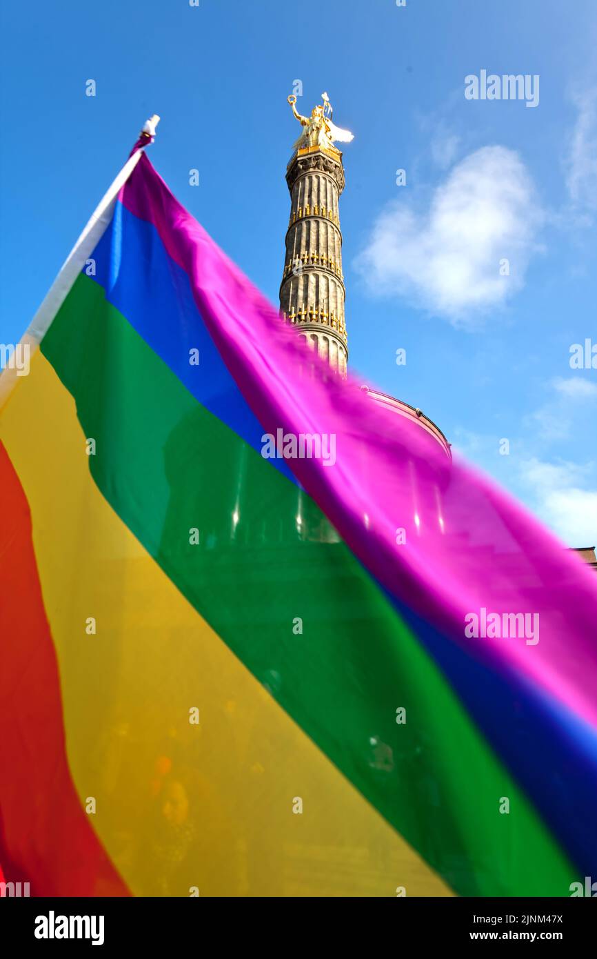 victory column, demonstration, rainbow flag, lgbt, pride, lgbt-pride ...