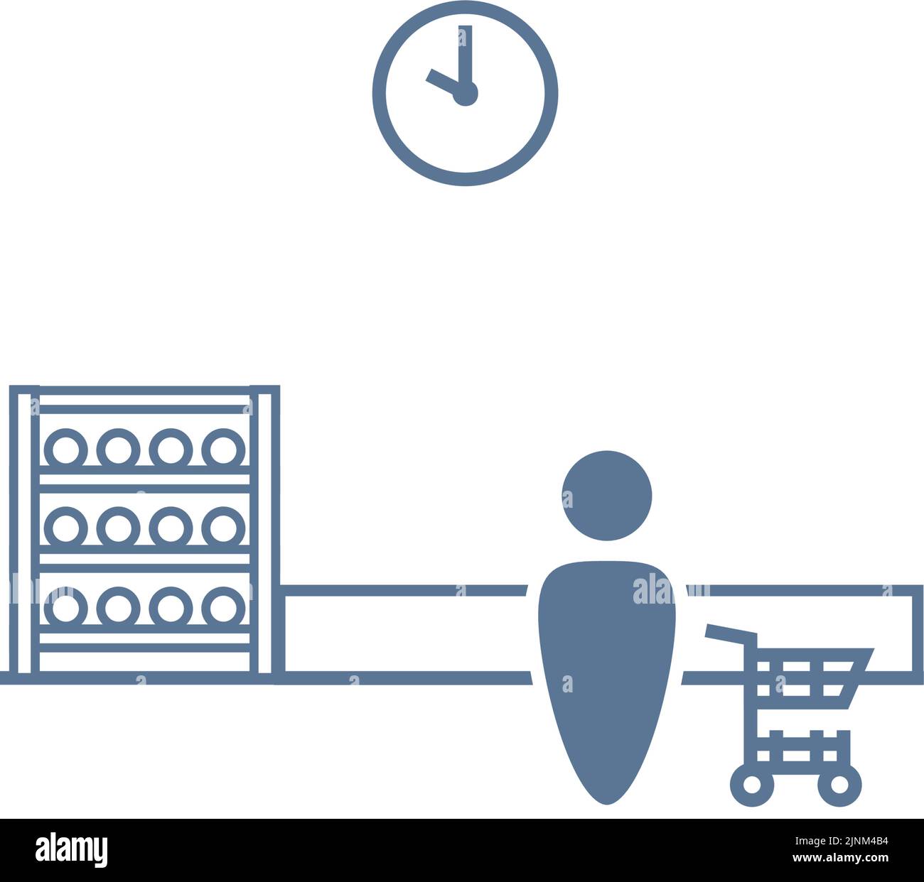Icon illustration to shop during a time when there are few people Stock ...