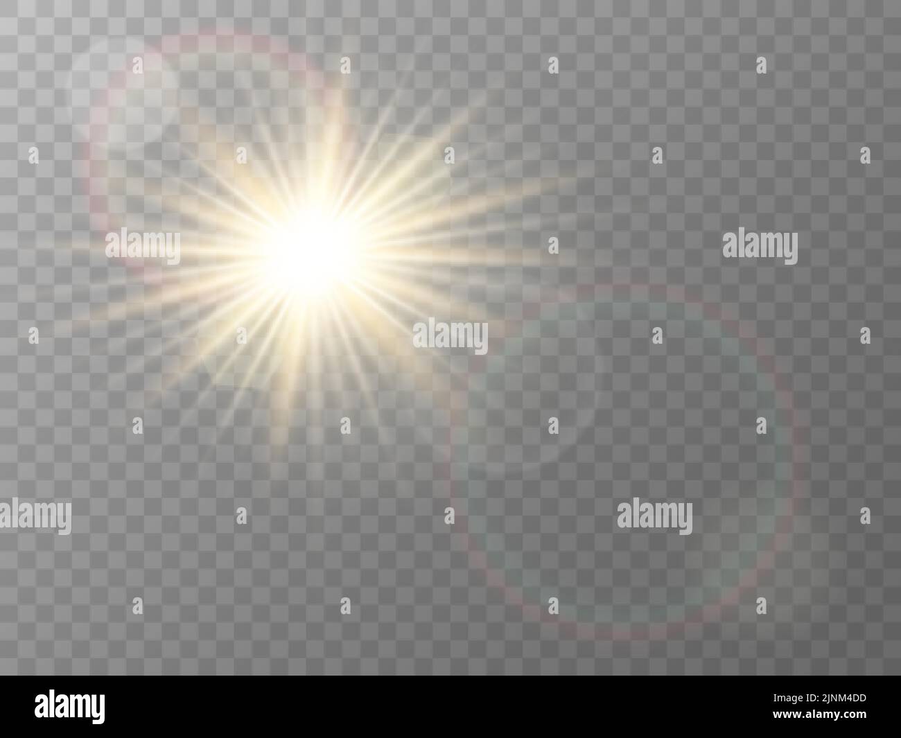 Sun light effect. Lens flare and beams. Glare and flash isolated on ...