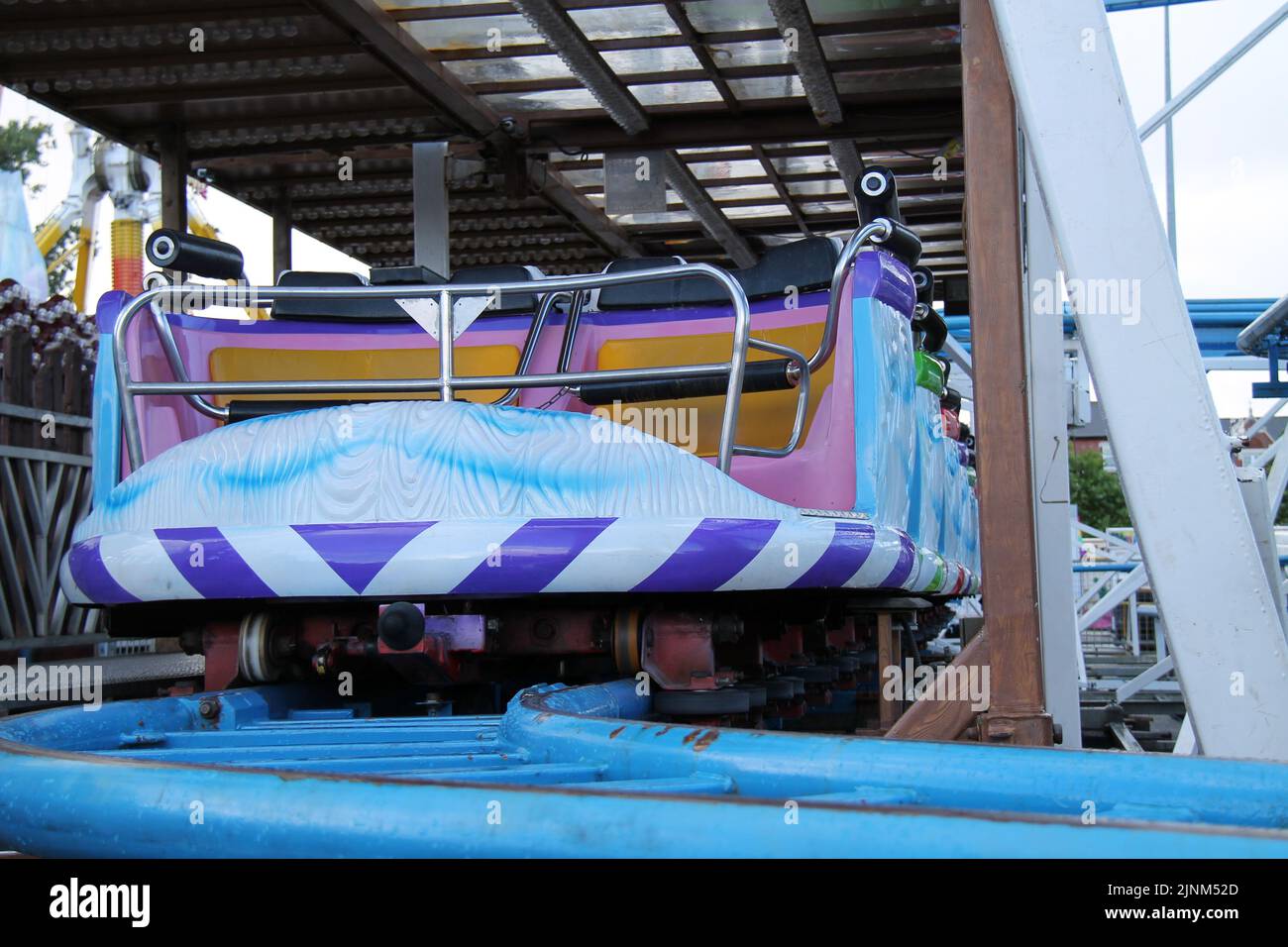 The Carriages on a Roller Coaster Fun Fair Ride Stock Photo - Alamy