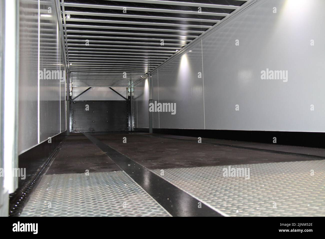 The Inside of a Large Rigid Sided Cargo Transport Lorry Stock Photo - Alamy