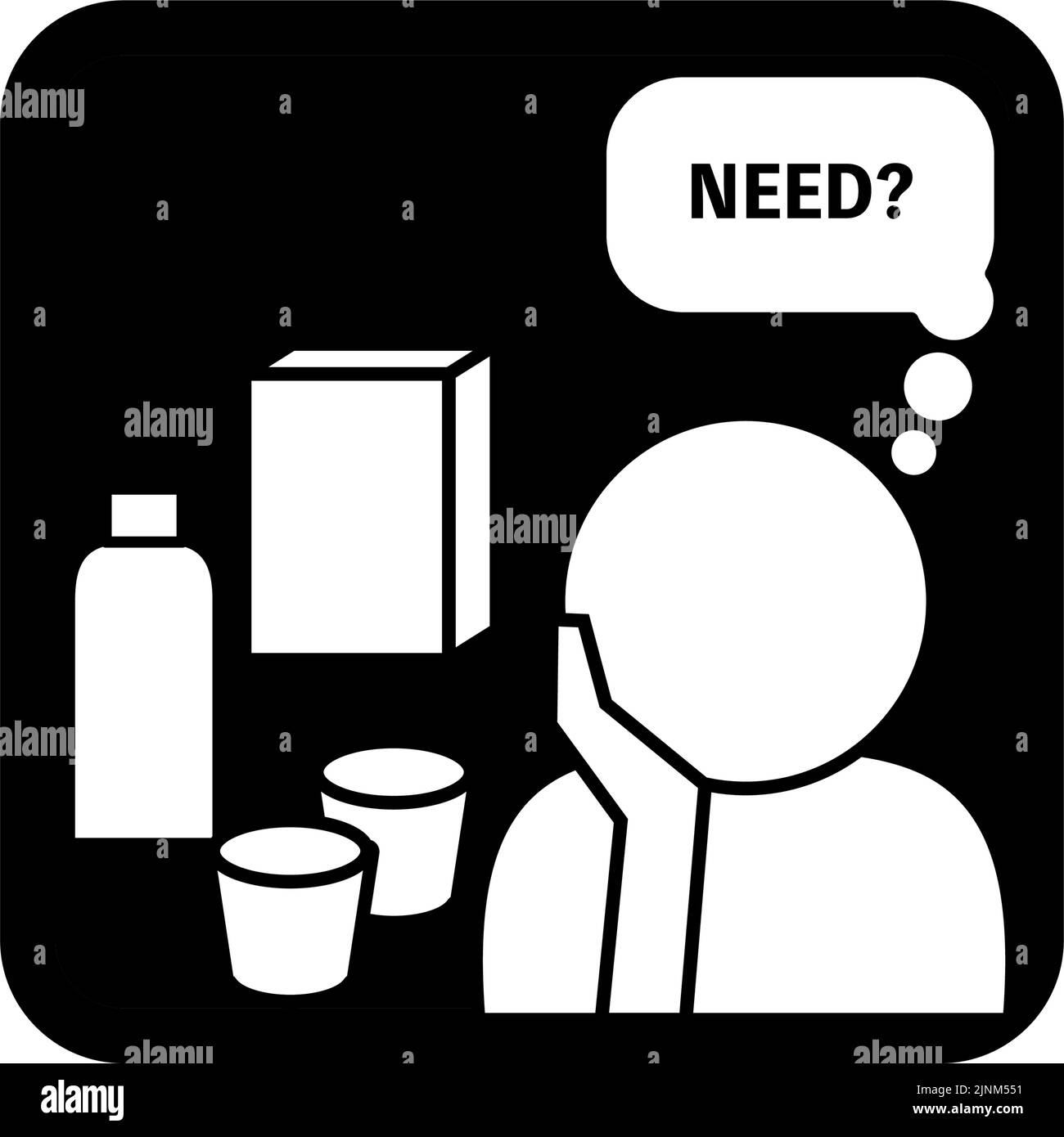 Icon illustration of a person thinking about what to buy Stock Vector ...