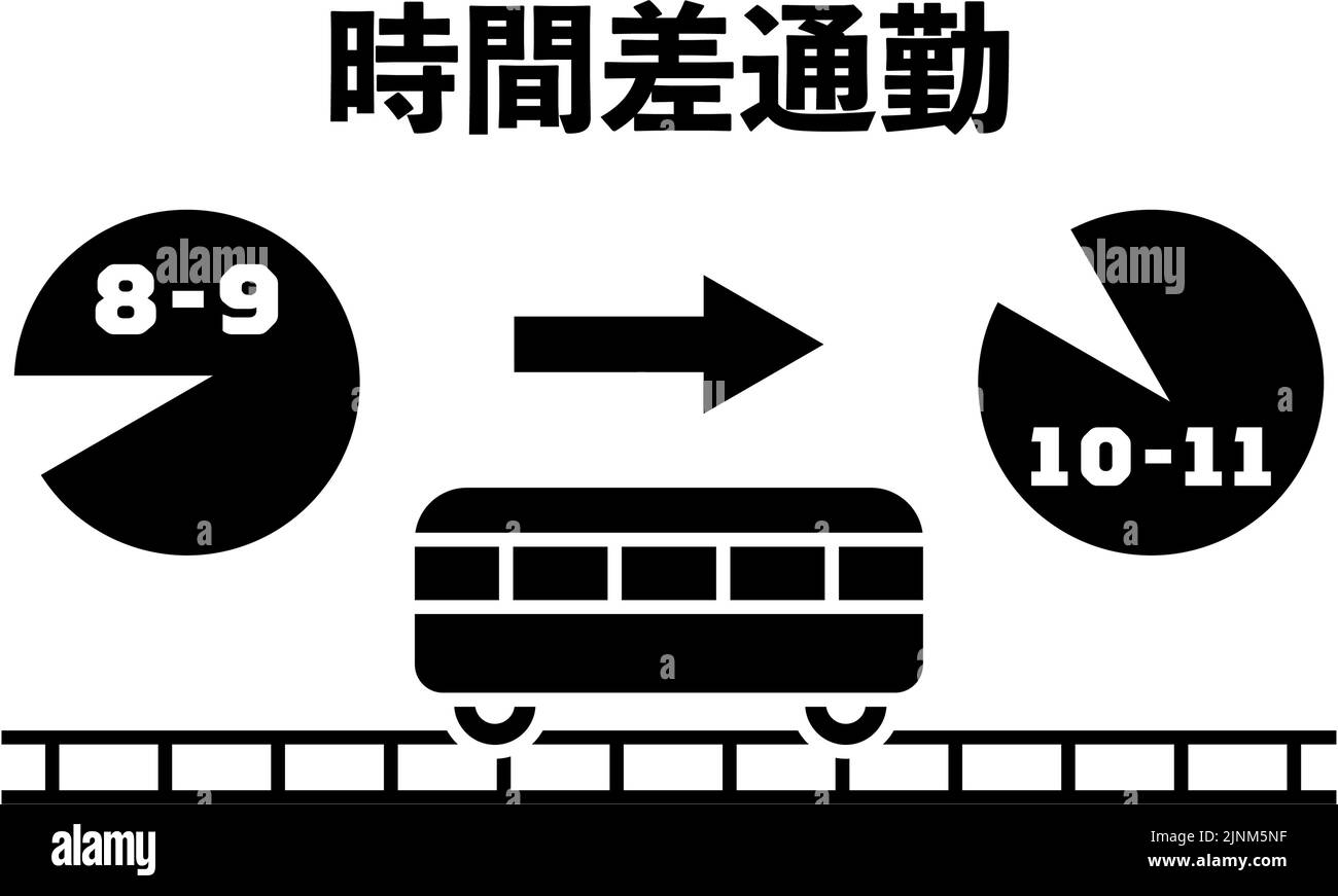 Icon that recommends time commuting - Translation: Time commuting Stock ...