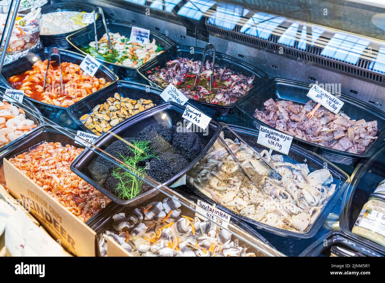 Caviar and seafood on sale in the Old Market Hall (Vanha Kauppahalli ...