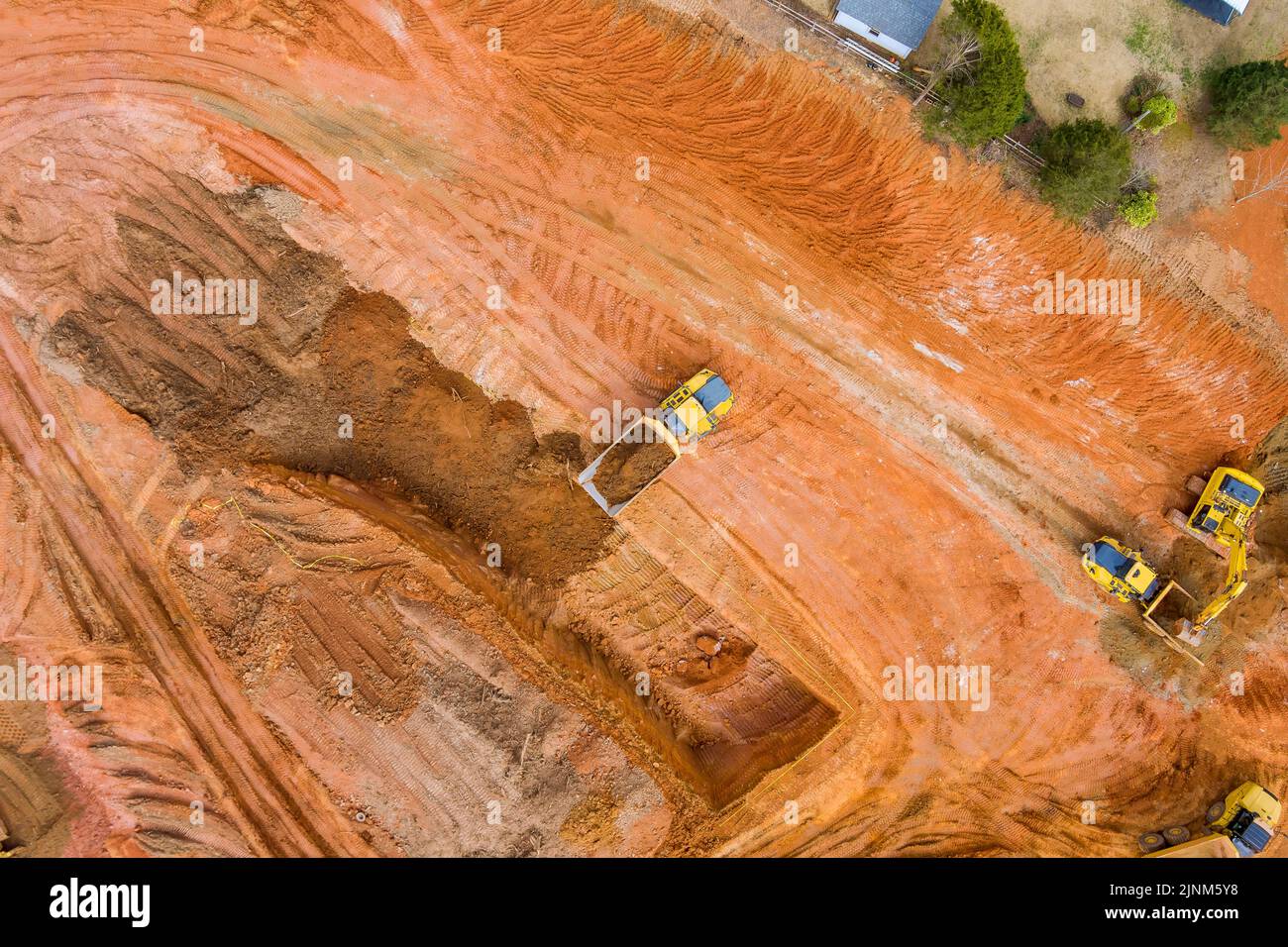 machine, excavator, earthworks, drohnenflug, machines, earth movers ...