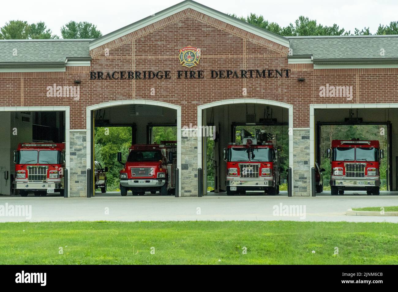 Firetrucks ready to go at Bracebridge fire department Stock Photo - Alamy