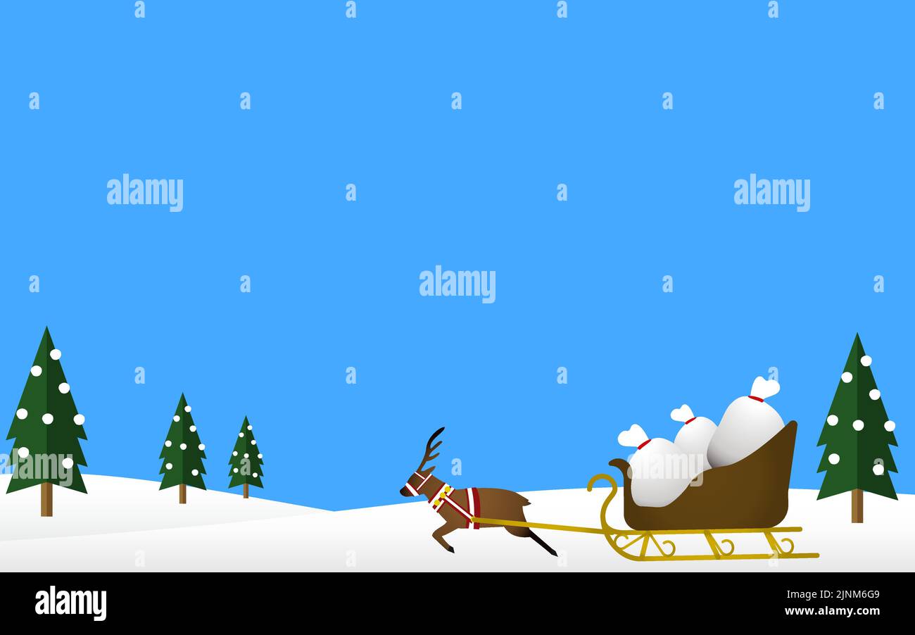 Illustration of a reindeer pulling a sled for presents Stock Vector Image & Art - Alamy
