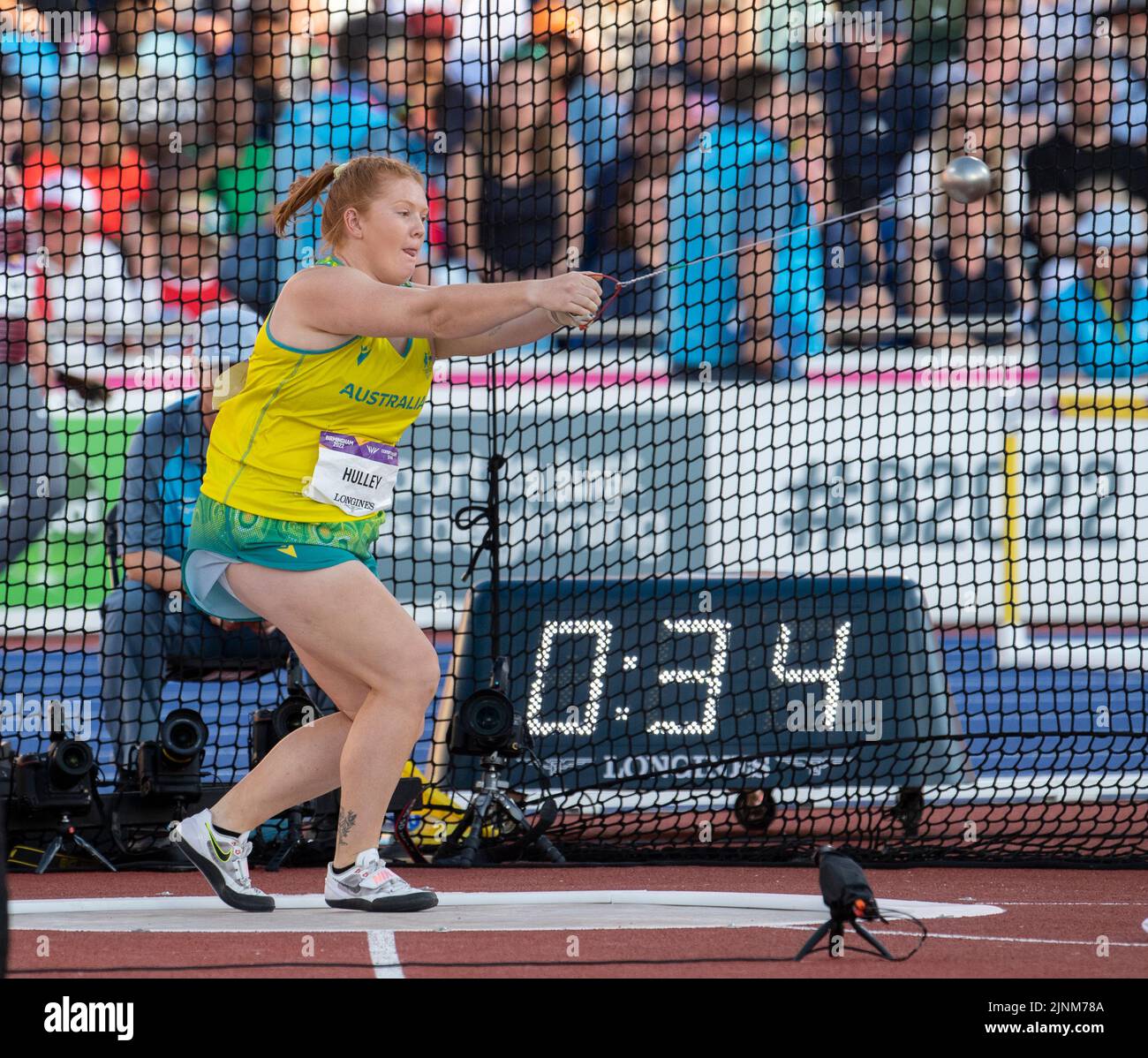 Alexandra Hulley of Australia competing in the women’s hammer final at ...