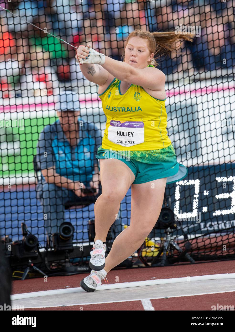 Alexandra Hulley of Australia competing in the women’s hammer final at ...