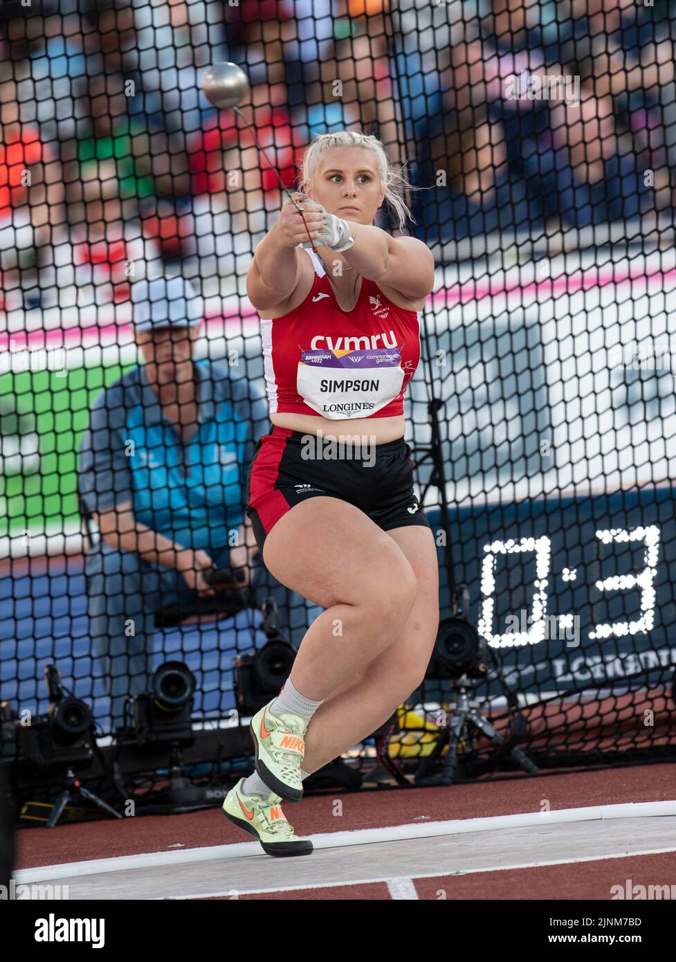 Amber Simpson of Wales competing in the women’s hammer final at the ...