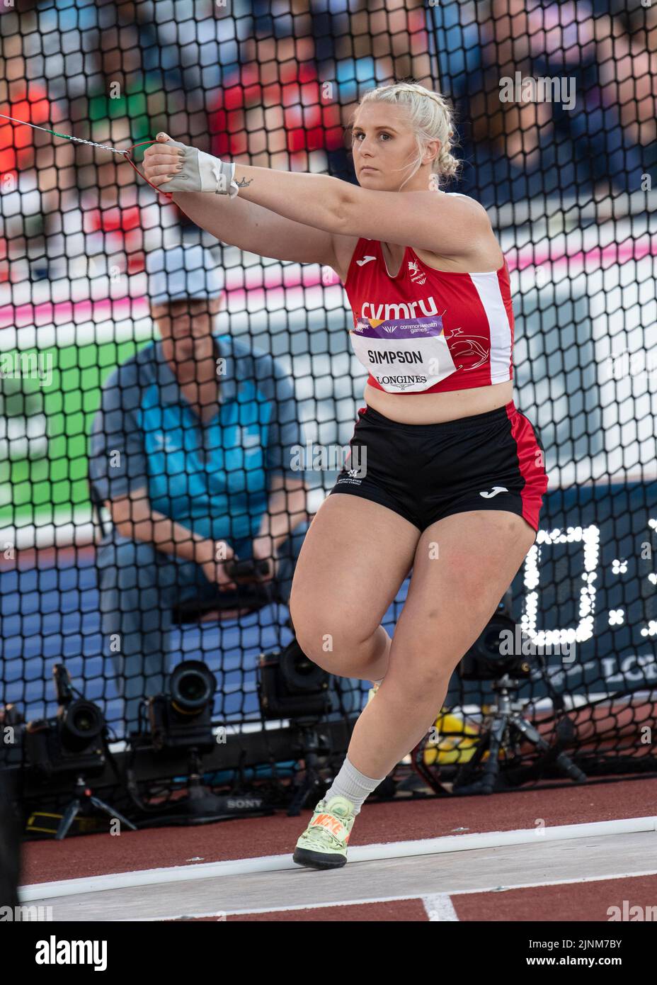 Amber Simpson of Wales competing in the women’s hammer final at the ...