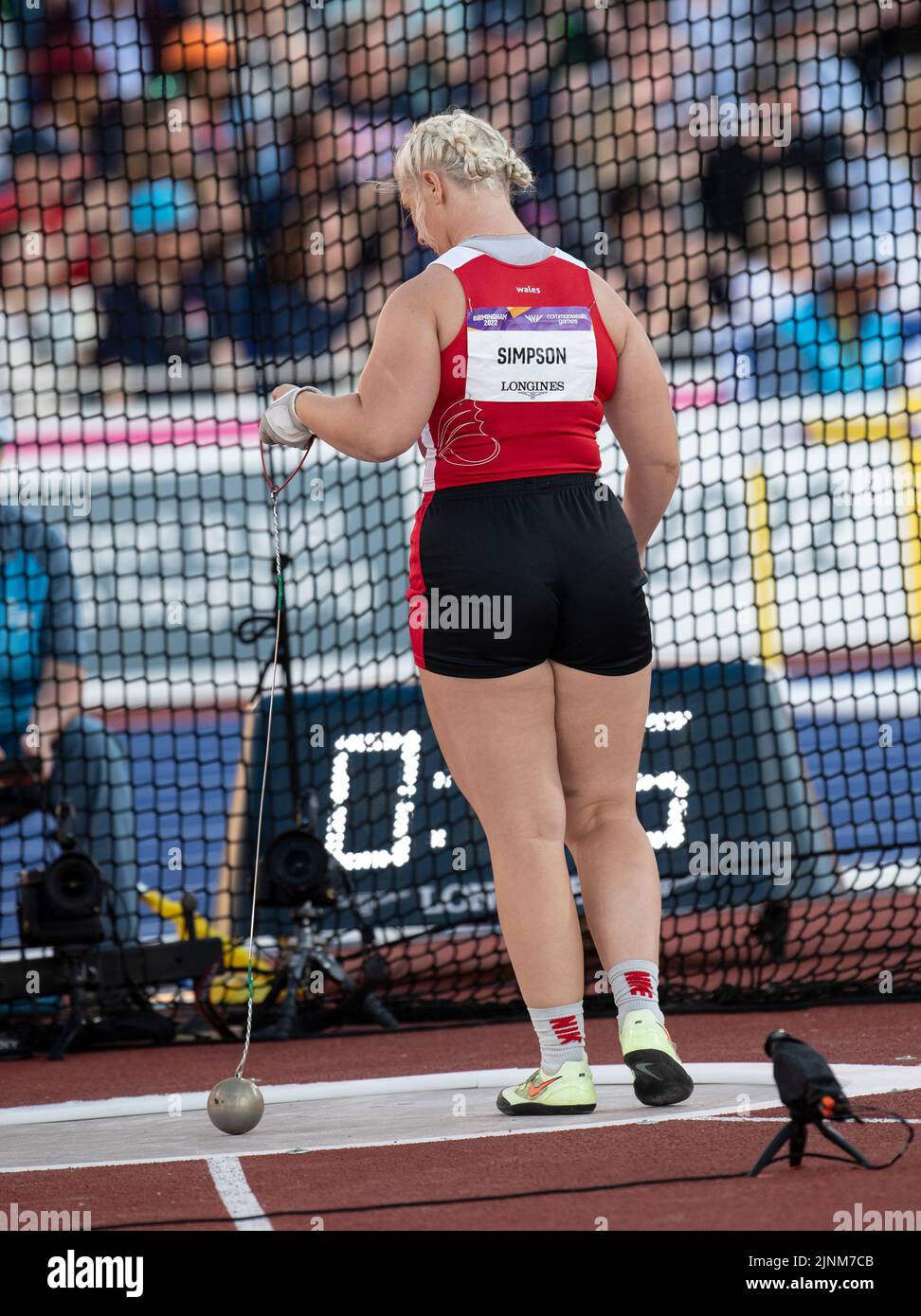 Amber Simpson of Wales competing in the women’s hammer final at the ...