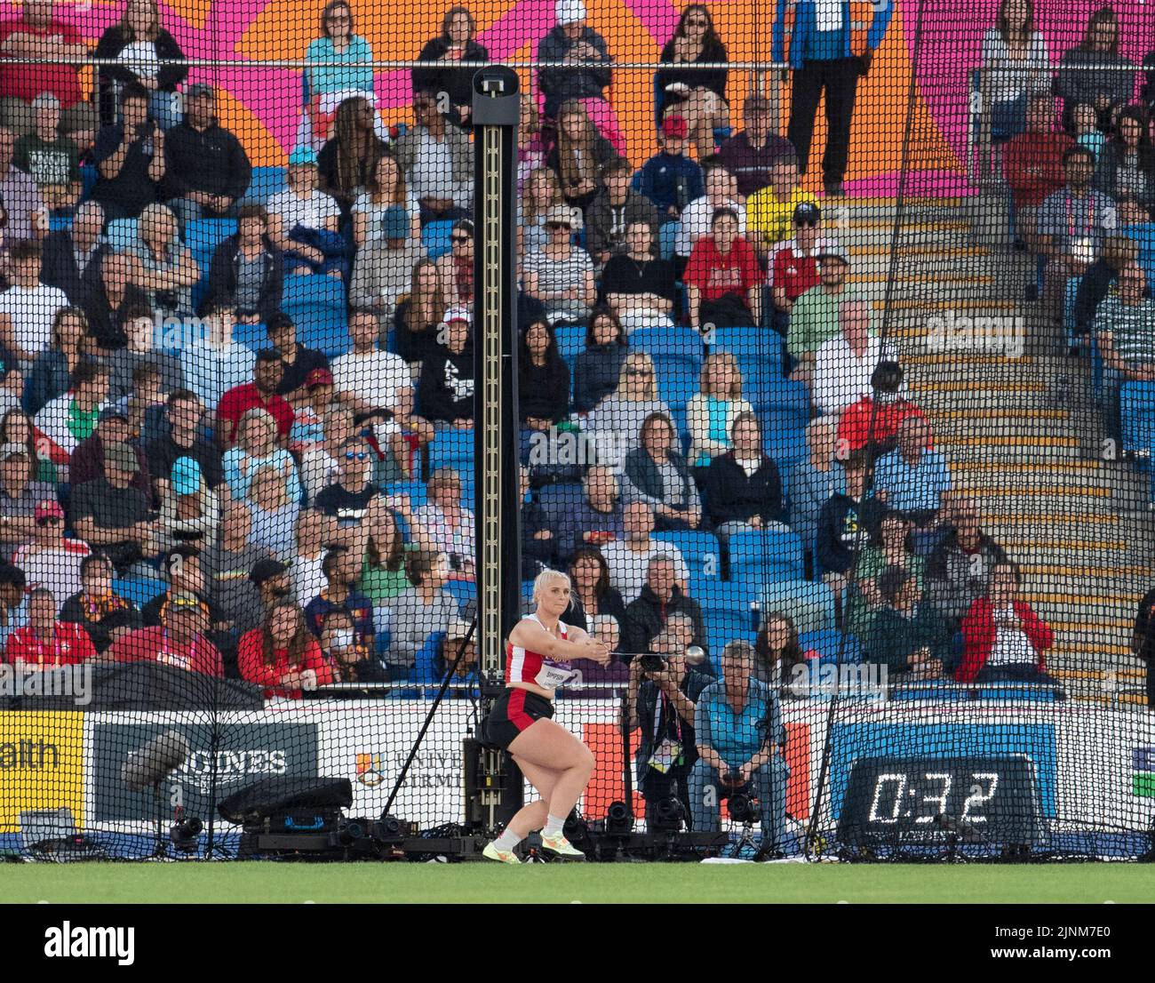 Amber Simpson of Wales competing in the women’s hammer final at the ...