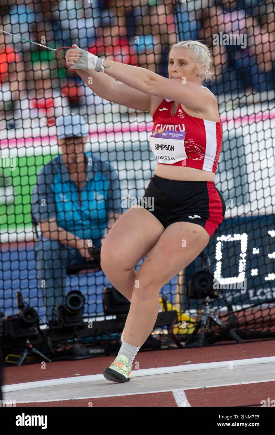 Amber Simpson of Wales competing in the women’s hammer final at the ...