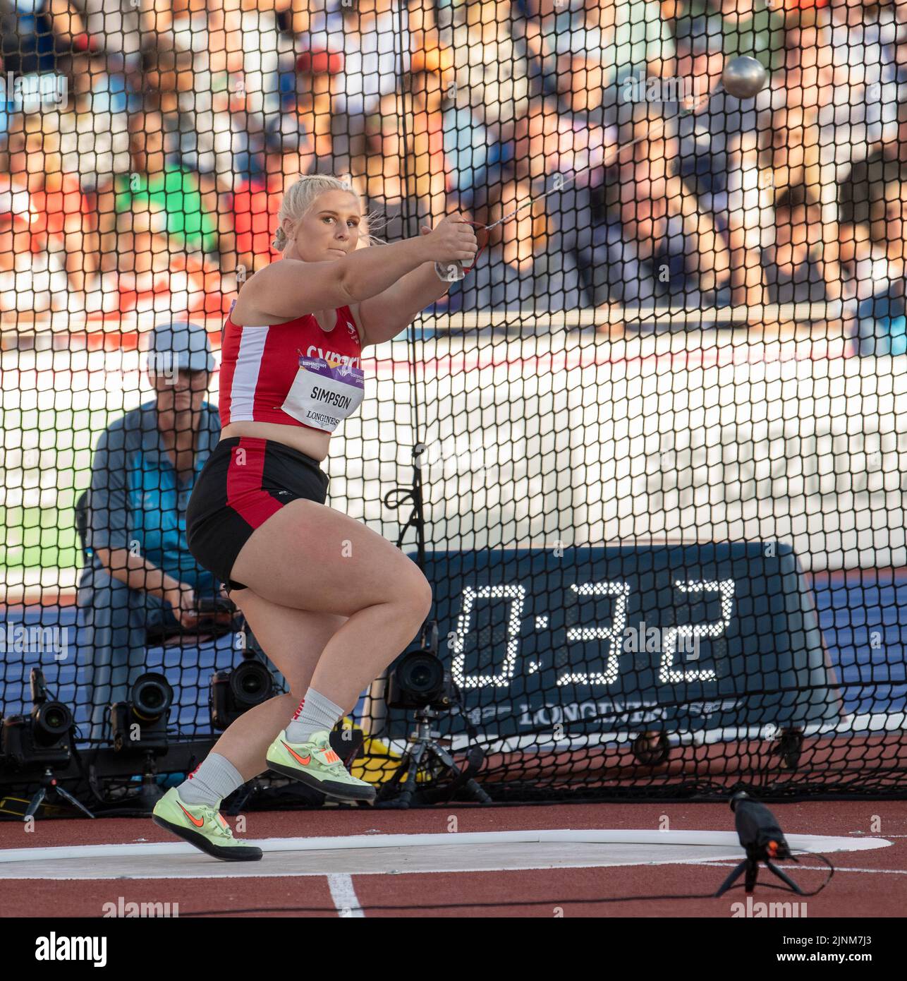 Amber Simpson of Wales competing in the women’s hammer final at the ...