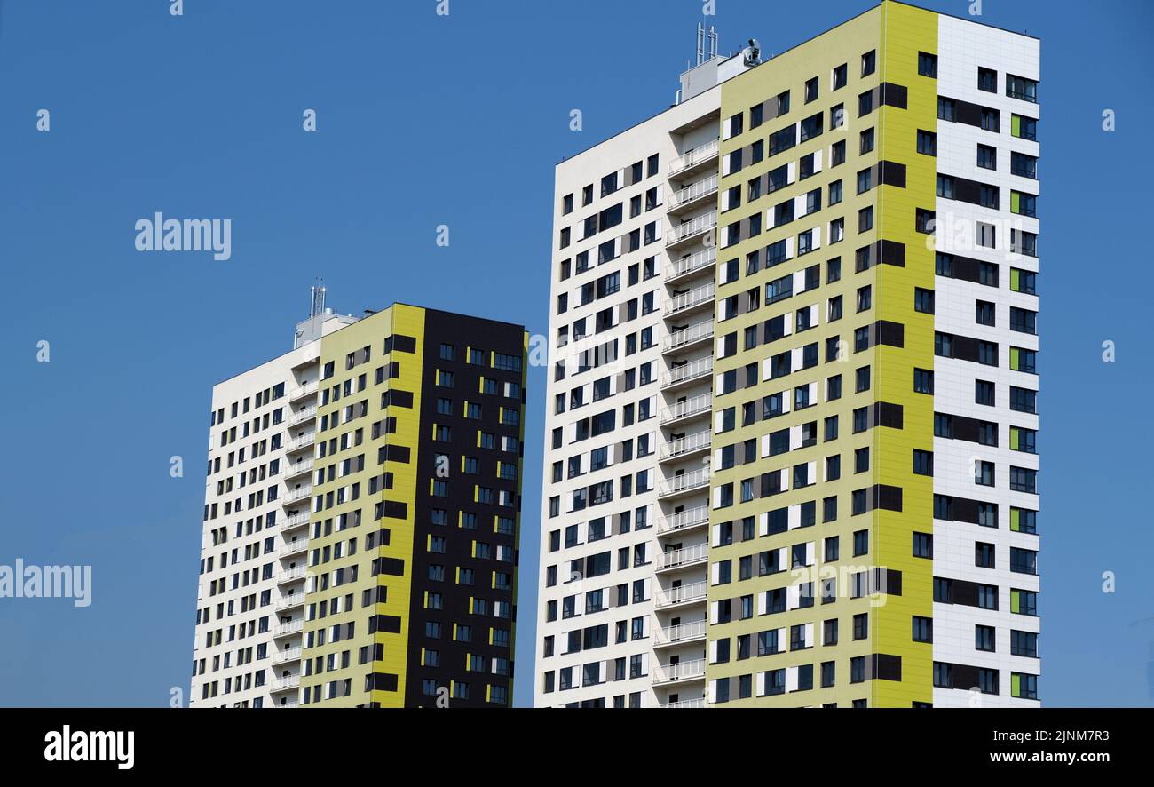 Facade of modern building in city. From below of contemporary high rise ...