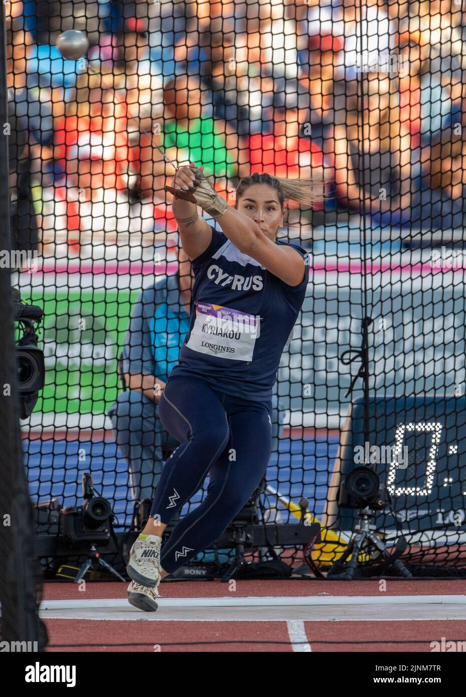 Chrystalla Kyriakou of Cyprus competing in the women’s hammer final at ...