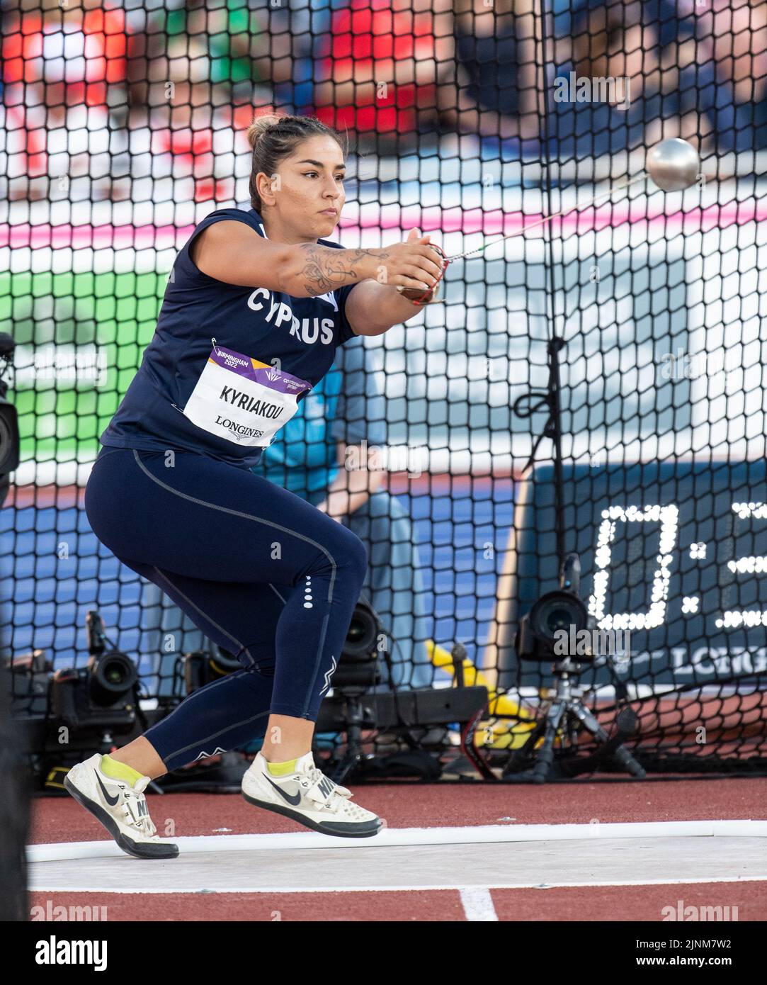 Chrystalla Kyriakou of Cyprus competing in the women’s hammer final at ...