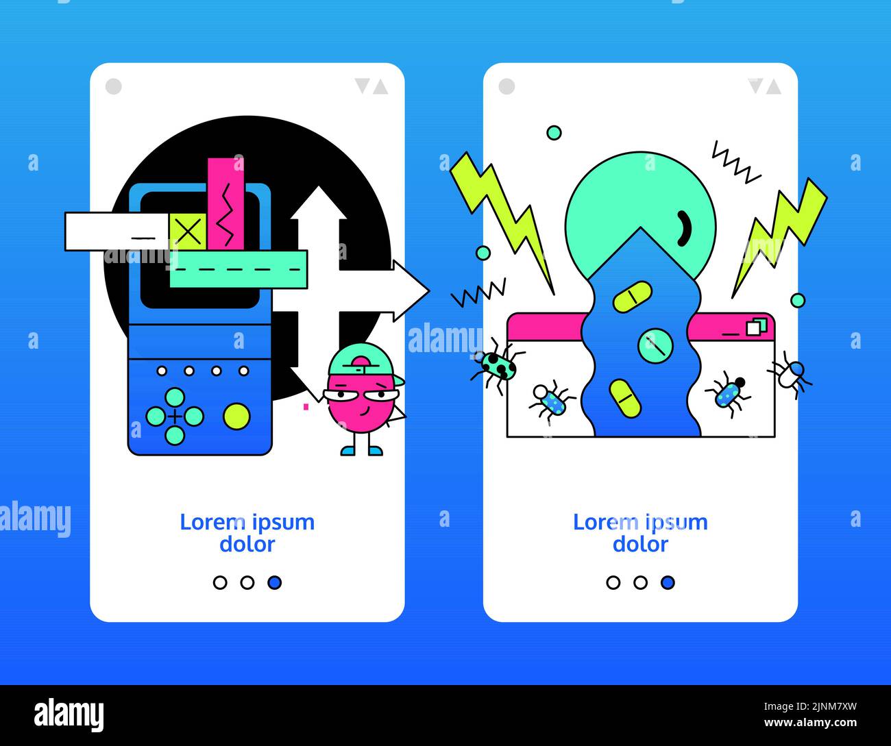 Technical help and hint - colorful flat design style banners Stock ...
