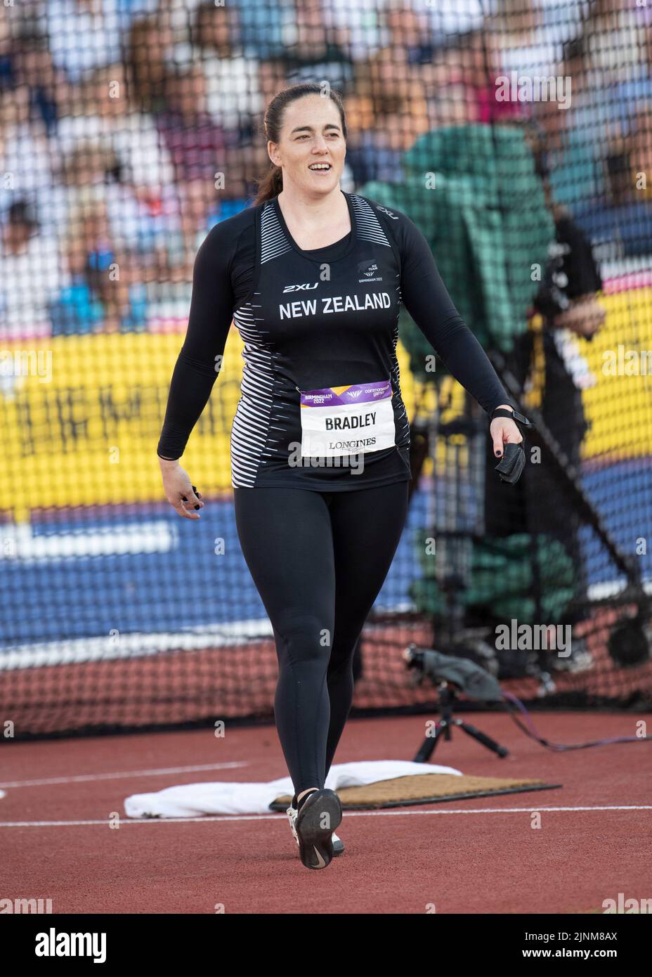Nicole Bradley of New Zealand competing in the women’s hammer final at ...