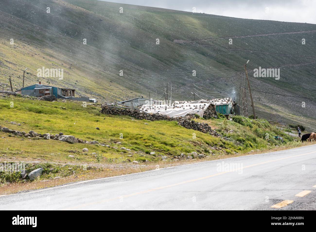Make-shift buildings on the Ovit Pass in NE Turkey Stock Photo - Alamy