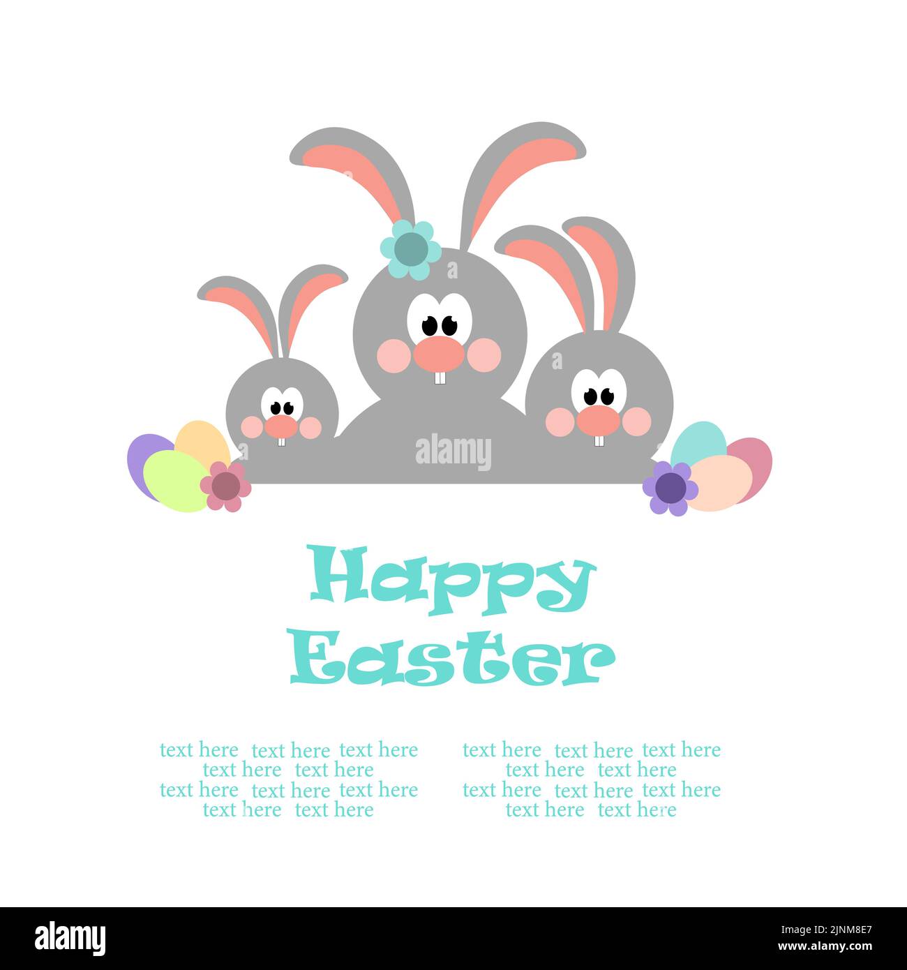 Vector illustration with a family of cute Easter bunnies. Easter ...