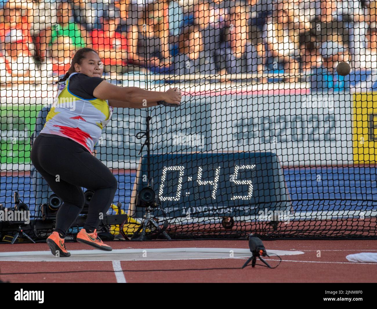 Xiu Mei Grace Wong of Malaysia competing in the women’s hammer final at ...