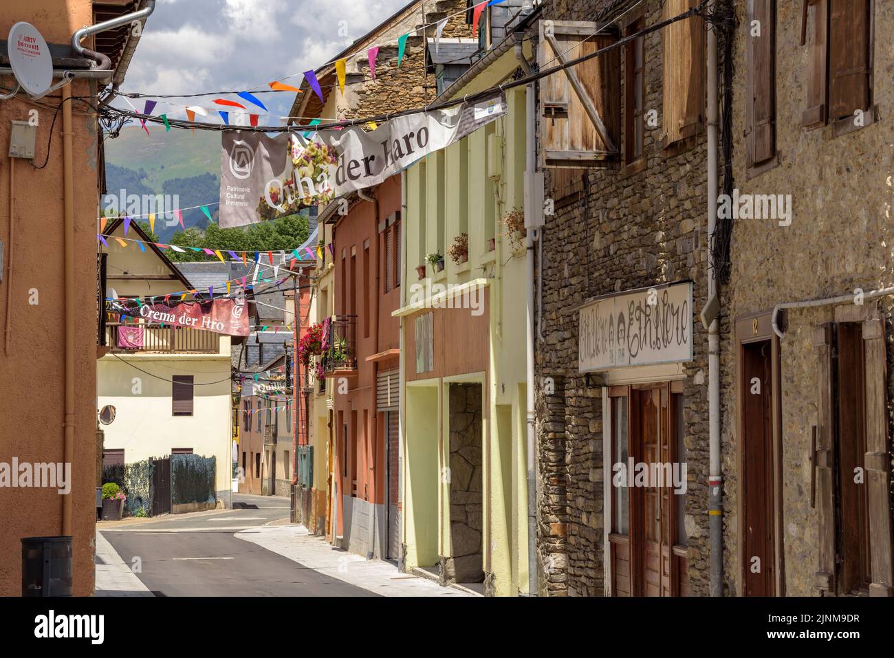 Village of Les decorated for the festival of Sant Joan due to the ...