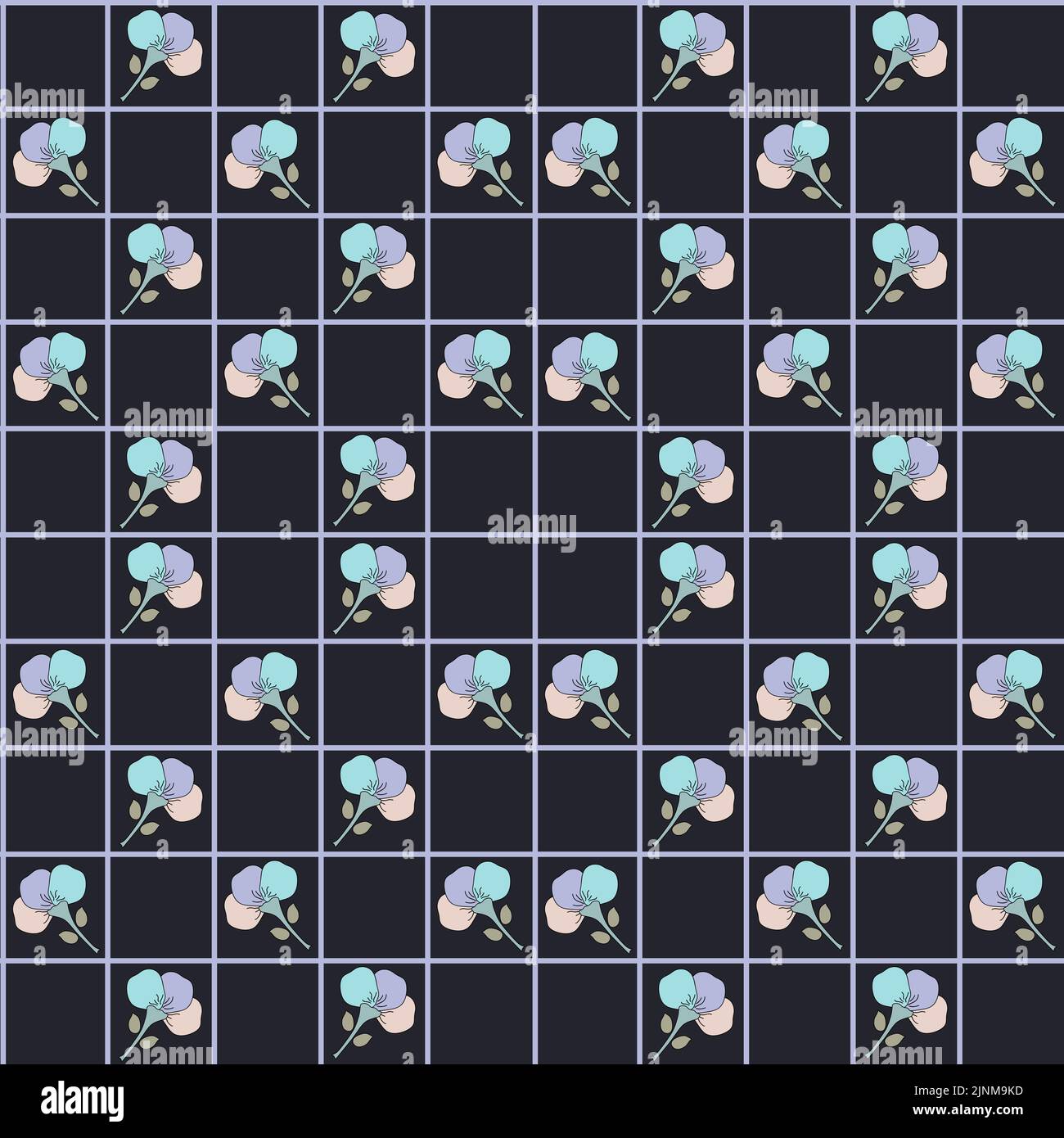 Background with flowers from multi-colored petals in a cage on a black ...