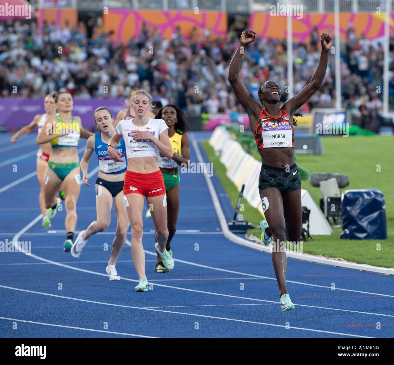 Keely Hodgkinson of England and Mary Moraa of Kenya competing in the ...