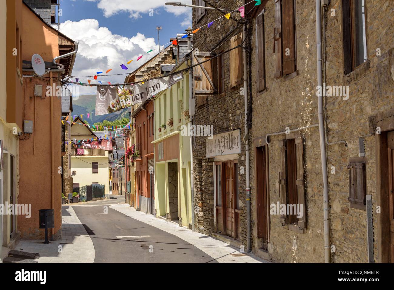 Village of Les decorated for the festival of Sant Joan due to the ...