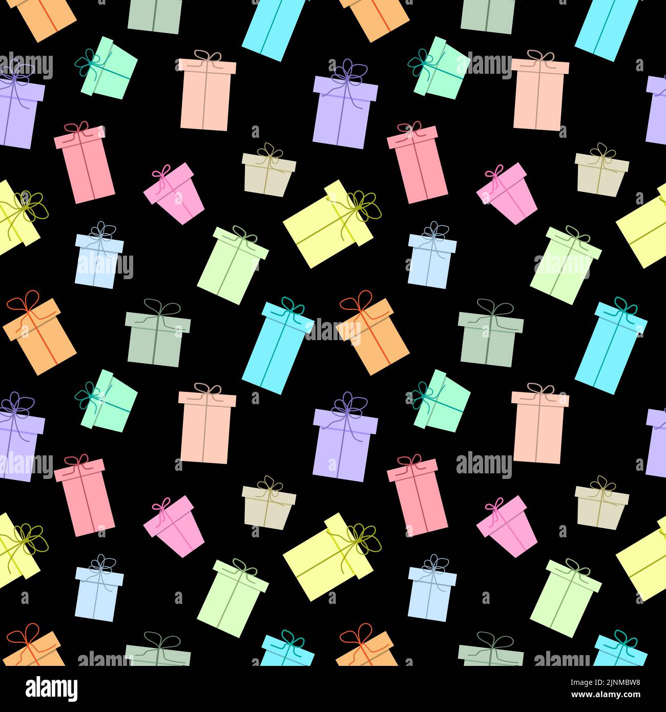 Seamless wallpaper from gift boxes on a black background Stock Vector ...