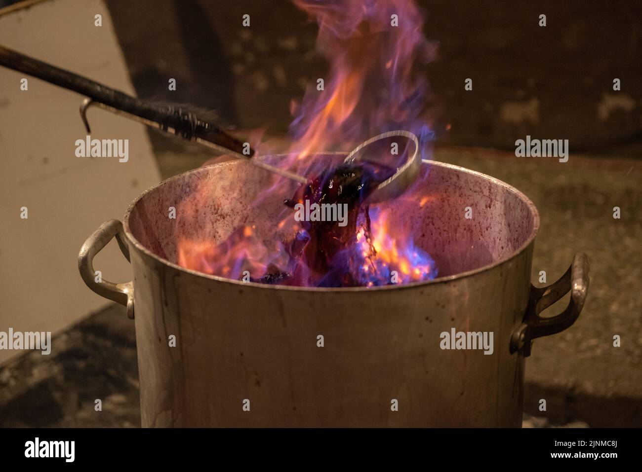 Pot preparing the typical mulled wine of the Sant Joan de Les ...